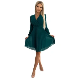 ISABELLE Zelené dámské plisované šifonové šaty s výstřihem model ...